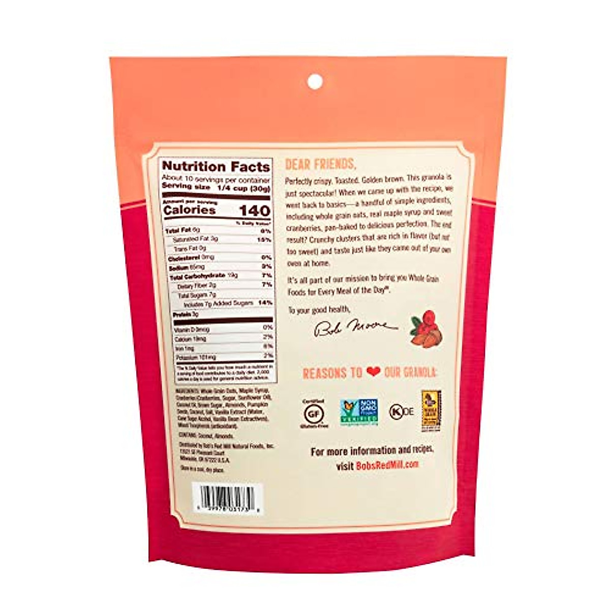 Bob's Red Mill Pan-Baked Cranberry Almond Granola, 11 Oz