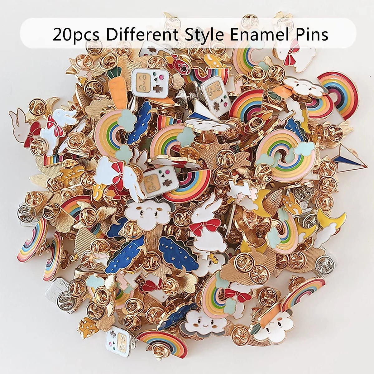 20pcs Enamel Pins for Backpacks Cute Lapel Pins Bulk Set Cool Hats Jackets Pins Funny Brooch Women Gift Random Style No Duplicates