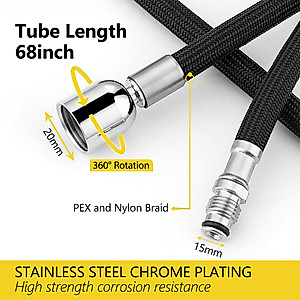 Pull Down Hose Replacement Faucet Parts Compatible with Kohler K-1219935-BC/K-1304674-BC/K-1219935 Hose Kit Pull-down Kitchen Faucet, 68in (K-1219935-bc kit)