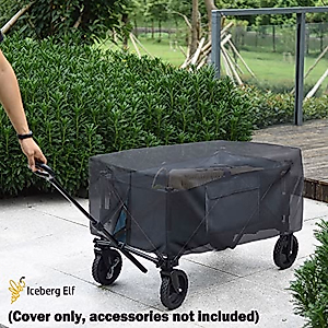 Iceberg Elf Waterproof Wagon Cover, Folding Wagon rain Covers 38" L x 22" W x 20" H, 600D Heavy-Duty Fabric, (Cover only, Accessories not Included) Grey