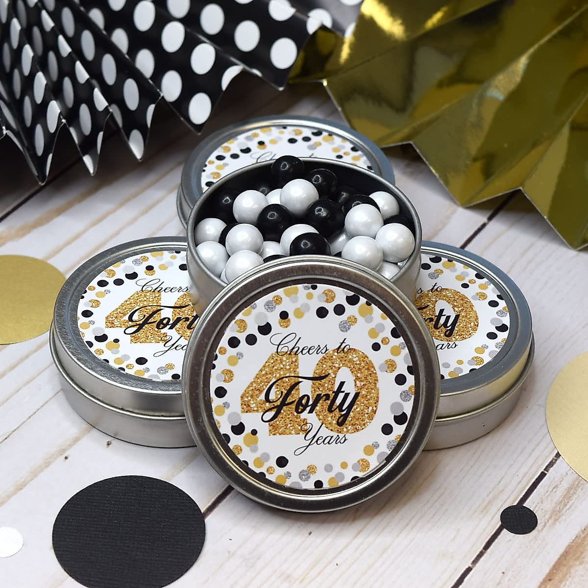 Cheers to 40 Years Party Sticker Labels, 40 2" Party Circle Stickers by AmandaCreation, Great for Party Favors, Envelope Seals & Goodie Bags