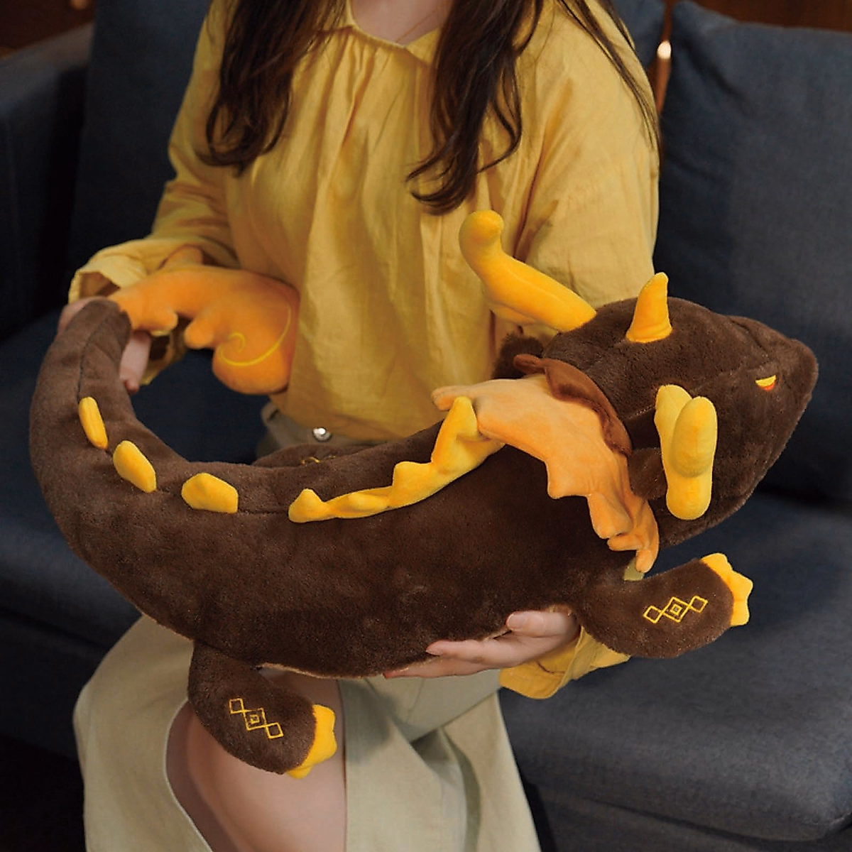 HUYMHTER Zhongli Plush Dragon Decoration Throw Pillow for Genshin Impact Game Fans Gift