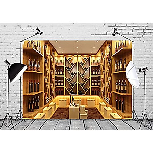 BELECO 10x8ft Fabric Luxurious Wine Cellar Backdrop Wine Vault Bar Club Pub Backdrop Wine Cabinet Red Wine Whiskey Bottles Background Wine Theme Party Decor Wallpaper Men Women Adults Photo Props