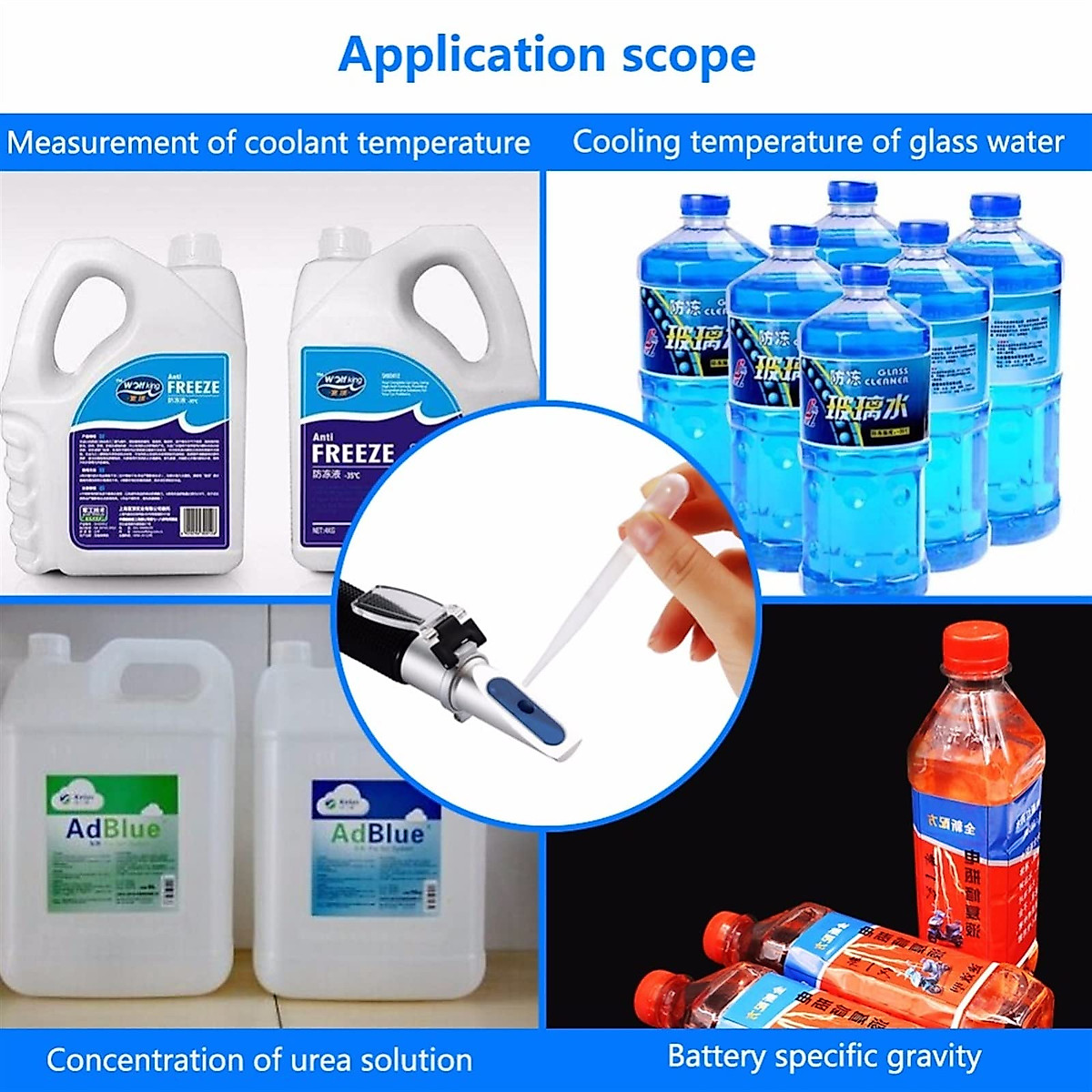 Antifreeze Freezing Point Tester 0-66.6 Ethylene Glycol 0-62.4 Propylene Glycol Concentration Test Handheld Refractometer