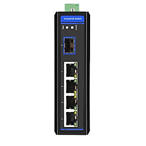 HGW-401S - 4X RJ45 +1x SFP Ports Gigabit Ethernet Industrial Fiber Switch, DIN Rail Mount, -40 to +75 Celsius