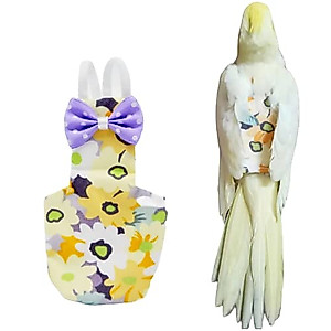 Bird Flight Suits Diapers, Parrot Flight Suits Diapers for Monk Parakeets, Cockatiels Flight Suits, Parrot Clothes, Bird Training Nappy Suit Liners Clothes (Medium,Yellow-A)
