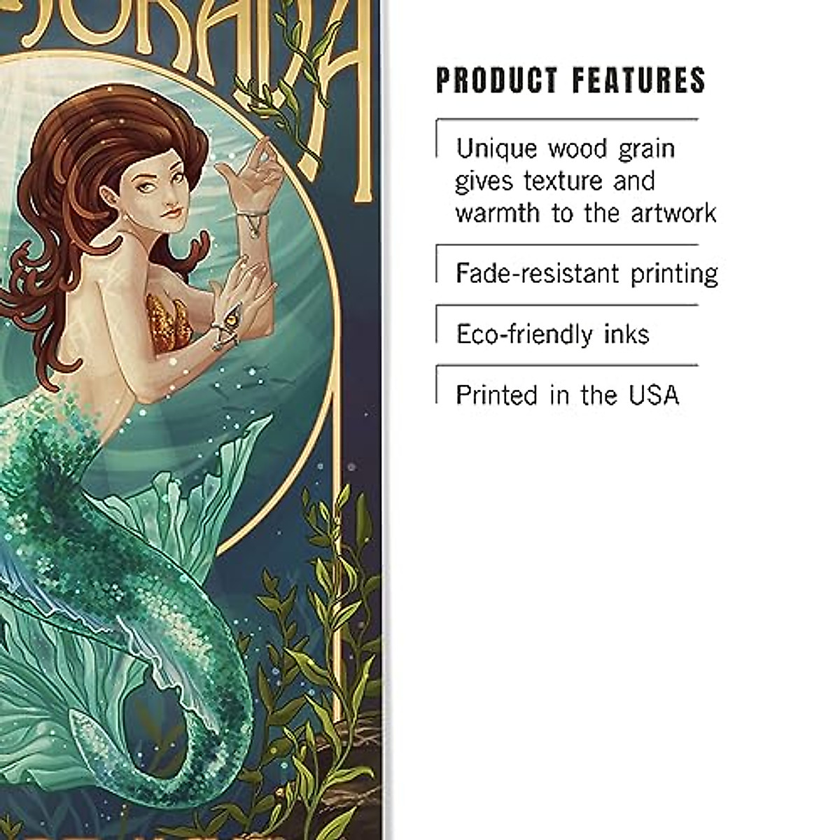 Lantern Press 6x9 Inch Wood Sign, Ready to Hang Wall Decor, Islamorada, Florida Keys, Mermaid