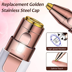 Aeruki 2 in 1 Eyebrow Trimmer & Facial Hair Removal for Women, Rechargeable 100% Painless Hair Remover Eyebrow Razor Hair Shaver for Eyebrow Nose Lips Face Armpit Body with Built-in LED Light