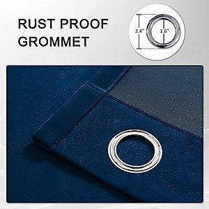 MASWOND Extra Long Blackout Velvet Curtains for High Ceilings - 156 Inch Curtains Perfect for Two Story Living Rooms, Wrinkle-Free, 2 Story Grommet Curtains, 52" W x 15FT, Dark Blue, 1 Panel