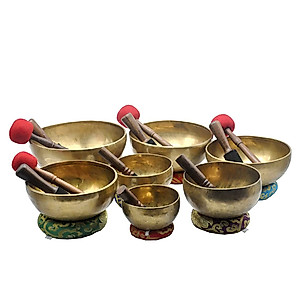 Chakra Healing Tibetan Singing Bowl - Set of 7 - Hand Hammered Tibetan Meditation Singing Bowl Nepal