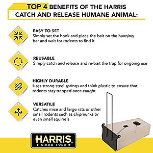 Harris Catch and Release Humane Animal and Rodent Cage Trap for Mice, Rats, Chipmunks, Small Squirrels, and Voles