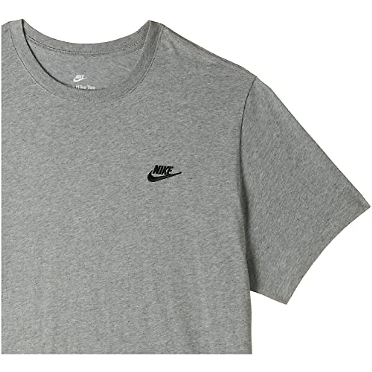 Nike Men's Standard NSW Club Tee, Dark Grey Heather/Black, Large