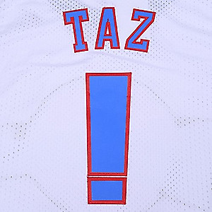 BOROLIN Youth Basketball Jerseys TAZ #! Movie 90s Space Jersey for Kids (White, Youth Large)
