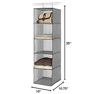 Whitmor Hanging Accessory Shelves 5 Open Sweater Shelves Crosshatch Gray