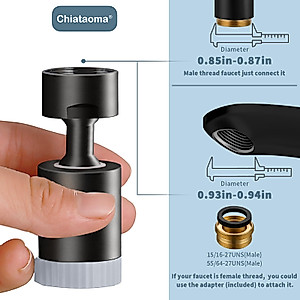 Swivel Faucet Aerator,3-function Faucet Nozzle,360° Big Angle Rotate Kitchen Sink Faucet Attachment,Faucet Extender for Kitchen 55/64 inch Female Thread,Kitchen Sink Aerator Black