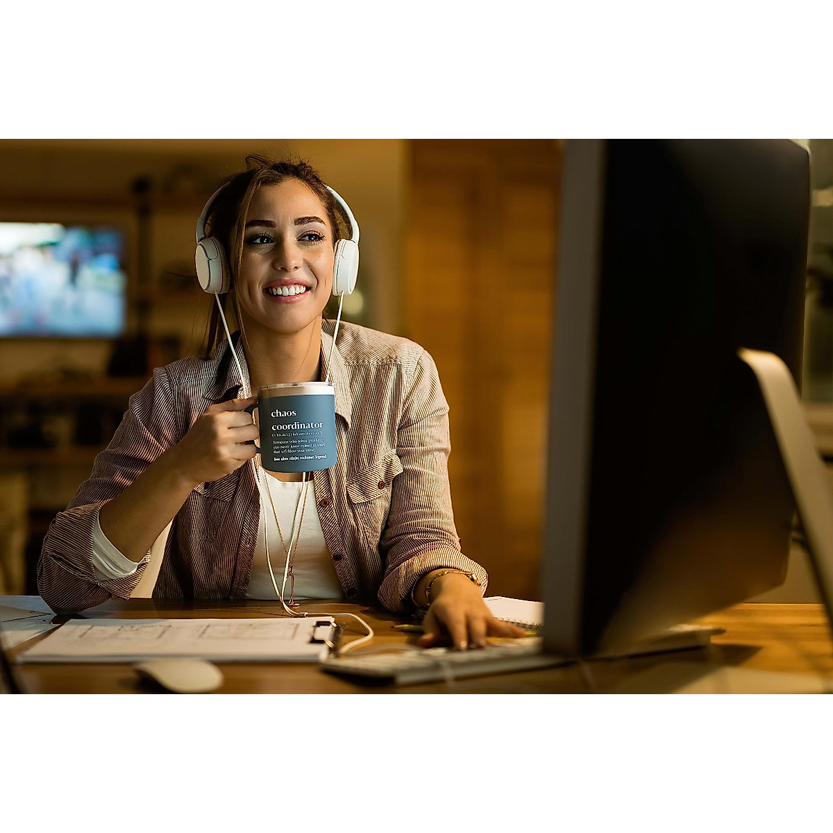 Chaos Coordinator Tumbler Administrative Professional Day Gifts 14 Ounce Chaos Coordinator Cup Navy Bosses Day Gifts Promotion Gifts for Women Coworker Leaving Gifts for Women Job Promotion Gifts