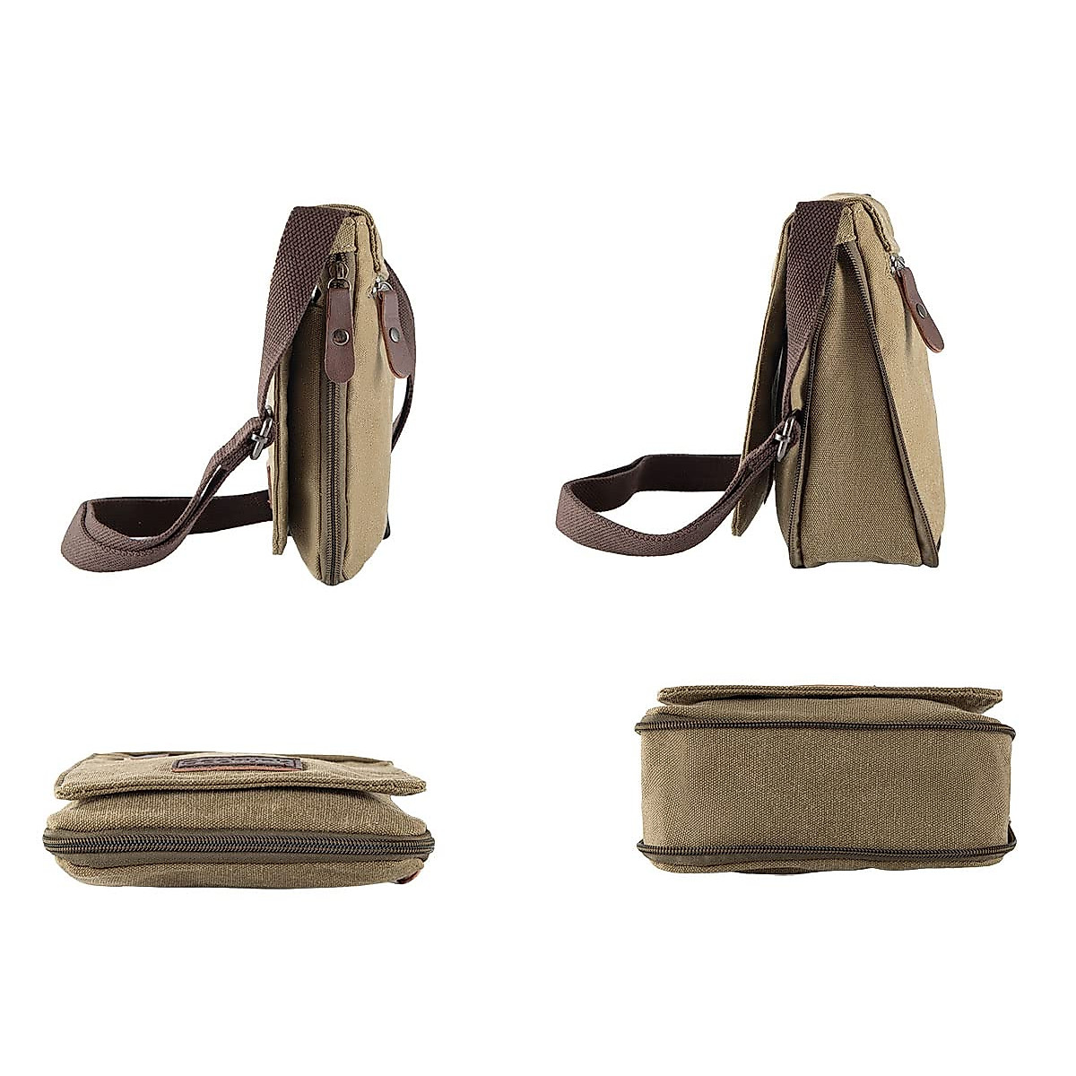 Sechunk Small Vintage Canvas Messenger Cross body bag Shoulder bag (Grey, small)