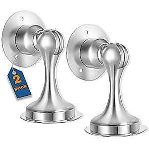 Door Stopper, 2 Pack Magnetic Door Stop, Stainless Steel Door Catch,3M Double-Sided Adhesive Tape, Magnetic Door Catch, Keep Your Door Open, Wall Mount Door Holder