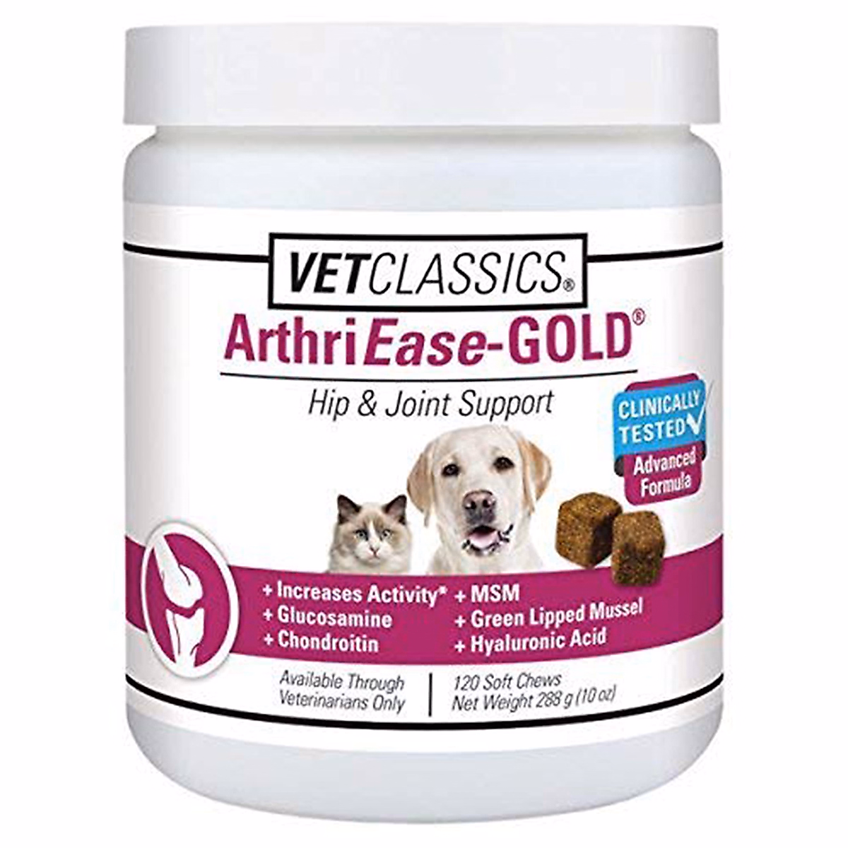 Vet Classics ArthriEASE-Gold Advanced Joint Support for Dogs, Cats, – Supports Pet Flexibility, Discomfort – Helps Improve Dog Joint Movement, Cat Cartilage Health - Includes Antioxidants – 120 Ct.