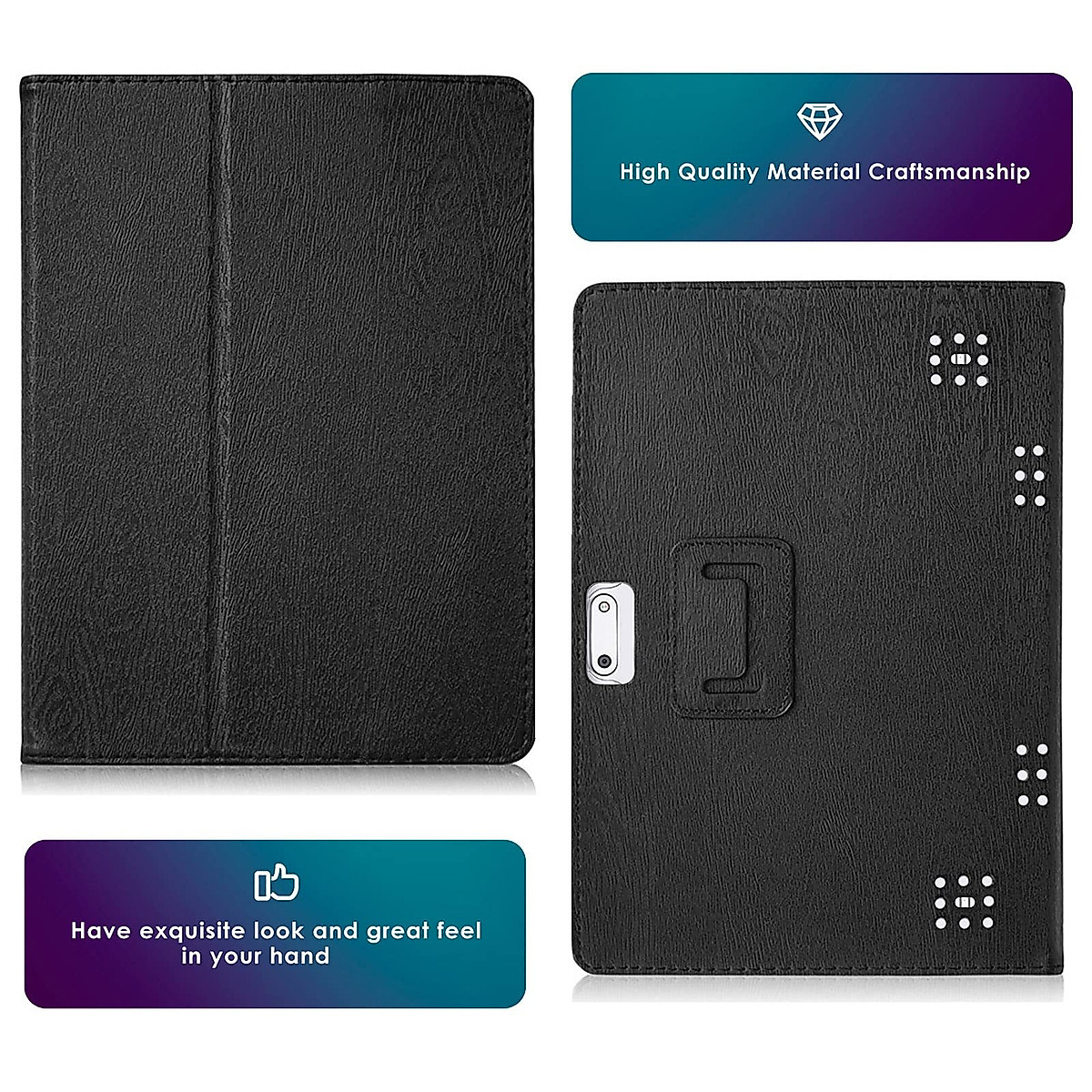 DETUOSI 10.1 inch Android Tablet Case,PU Leather Folio Cover Compatible with YELLYOUTH 10.1,Yuntab 10.1 (K107/K17),Plum 10,Lectrus 10,Victbing 10,Hoozo 10,Wecool 10.1,KUBI 10.1,Winsing LLLCCORP 10