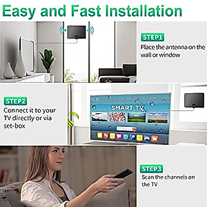 2023 Upgraded TV Antenna Smart Digital HD Indoor Outdoor Antenna Amplifier 380+ Miles Range - Support 4K 1080p Fire Stick and All Television VHF UHF - Signal Booster for Local Channels - 18ft Cable