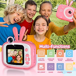 Vasttron Kids Camera for Girls Boys 3-12 Years Old Selfie Children Camera Infant Toys Bunny 1080P HD Digital Video Camera for Toddler Christmas Easter Birthday Gifts with 32GB SD Card