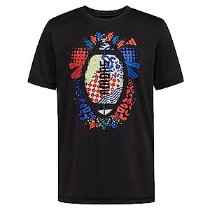 adidas Boys' Big Moisture-Wicking Athletic T-Shirt Gradient BoS Logo Short Sleeve, Black (New)