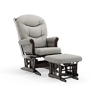 Dutailier Adele 0369 Glider Multiposition-Lock Recline with Ottoman (Espresso/Light Grey