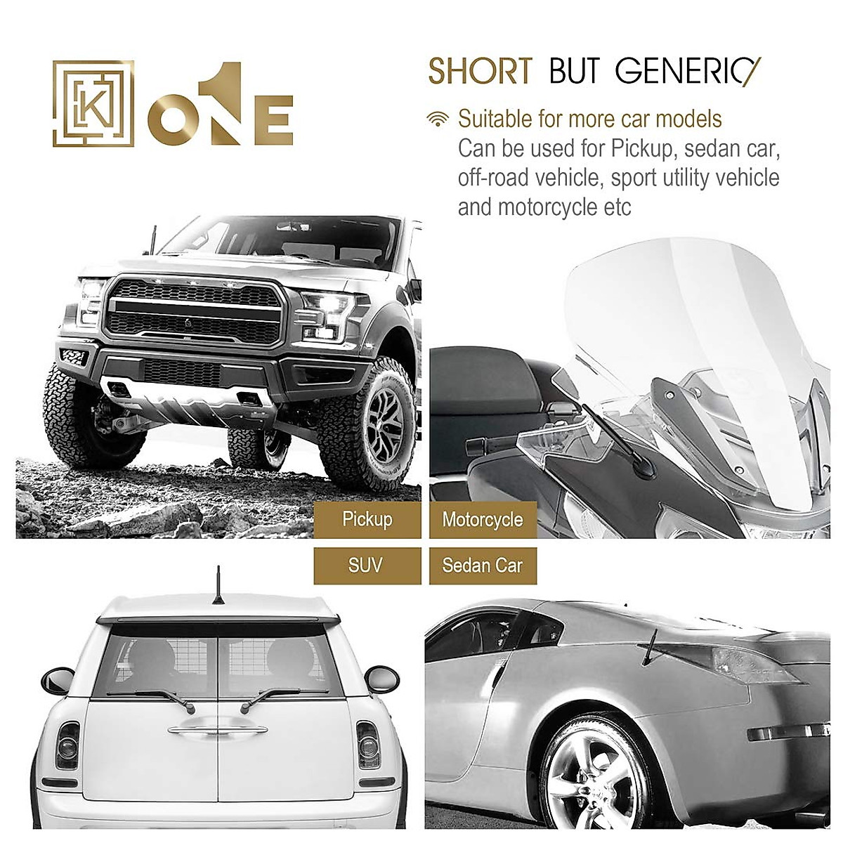 KEYO1E Stubby Car Antenna Replacement Compatible with Ford F250 Pickup Truck 2009-2024 | 4.8 Inches Replacement Antenna Accessories | Optimized for Radio FM AM Reception