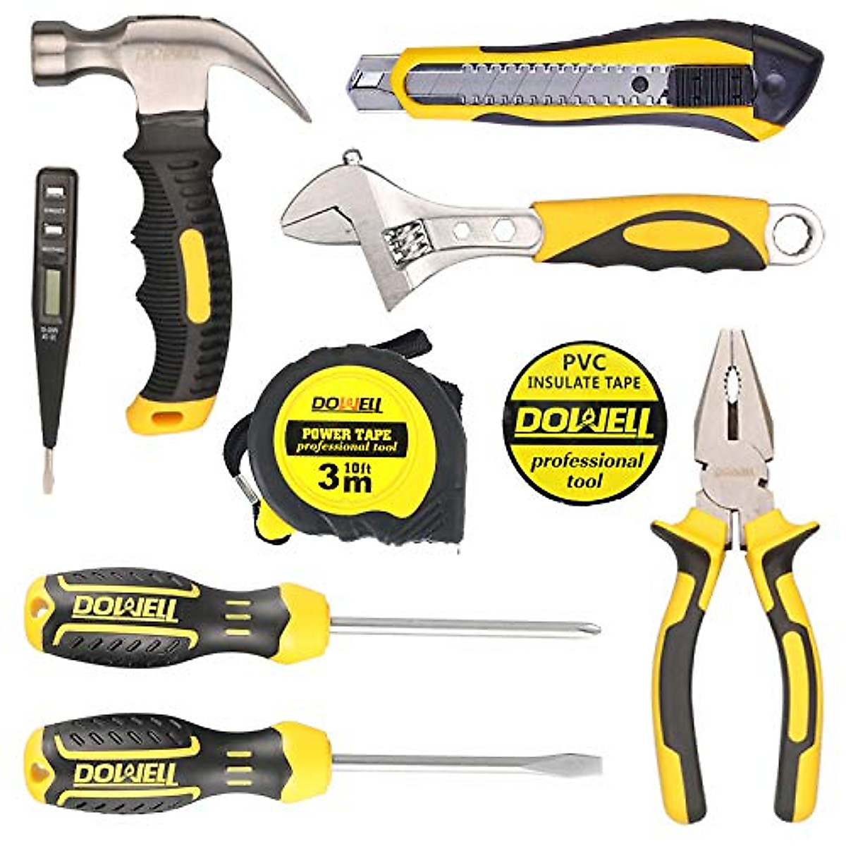 DOWELL 10 Piece Small Tool Kit,Mini Portable Tool Set,Home Repair Hand Tool Kit with Plastic Tool box Storage Case