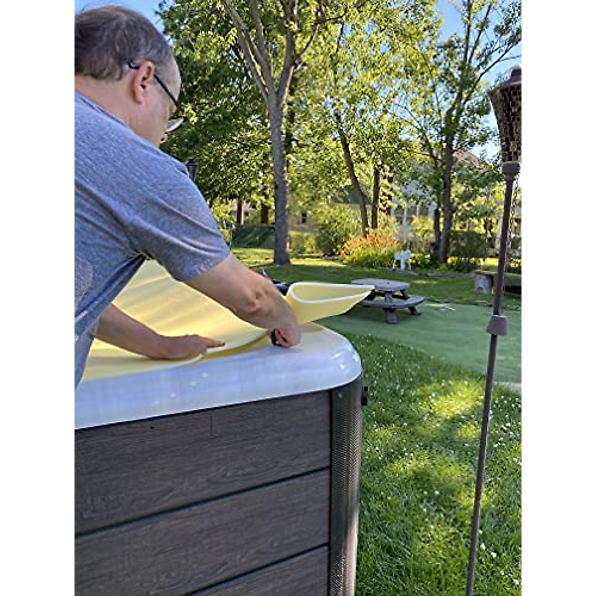 Protect Your Cover and Save on Energy Bills with Outdoor Innovations Hot Tub Thermal Cover - Durable, Insulating Spa Blanket with Closed Cell Foam and Chemical Protection (7'x6'x3/8",)