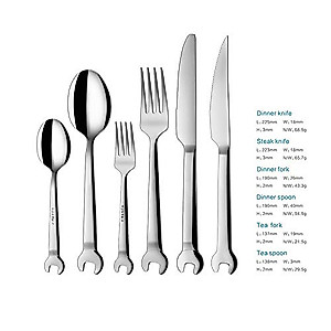 24 Pieces Stainless Steel Cutlery Silverware Set Wrench Knife and Fork Spoon Tableware Steak Knife and Fork Kitchen Tools