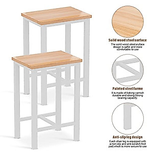 AWQM Bar Table Set,5 Pcs Dining Table Set,Counter Height Table with 4 Chairs,Industrial Kitchen Table and Chairs for 4, Wood Pub Table Set, Dining Room Table Set for Small Spcace,Beige