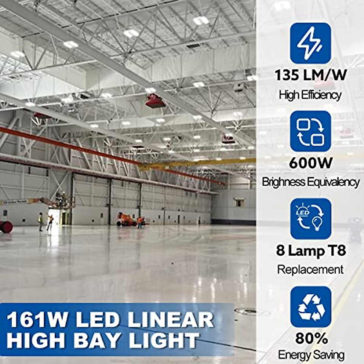 ELECALL Linear LED High Bay Light 21735LM 161W 2FT 5000K (600W HPS Eqv.) Warehouse Light for Workshops Garages Shop, Hanging and FlushMount, 0-10V Dimmable, UL DLC,6 Lamp Fluorescent Replacement