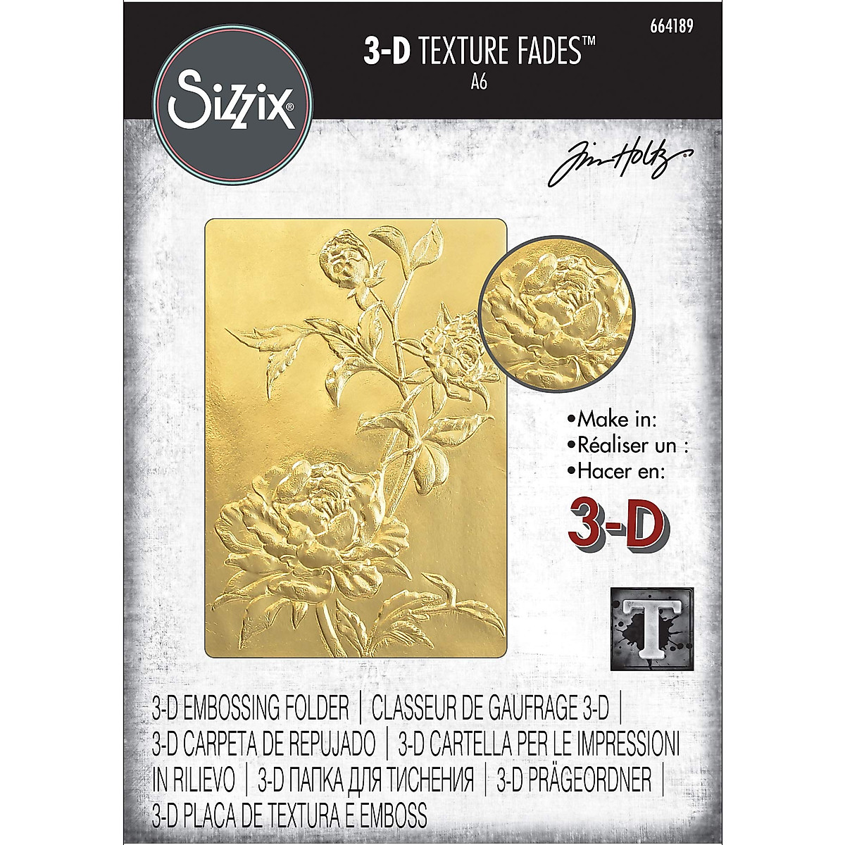 Sizzix 3-D Texture Fades Embossing Folder, Multicolor