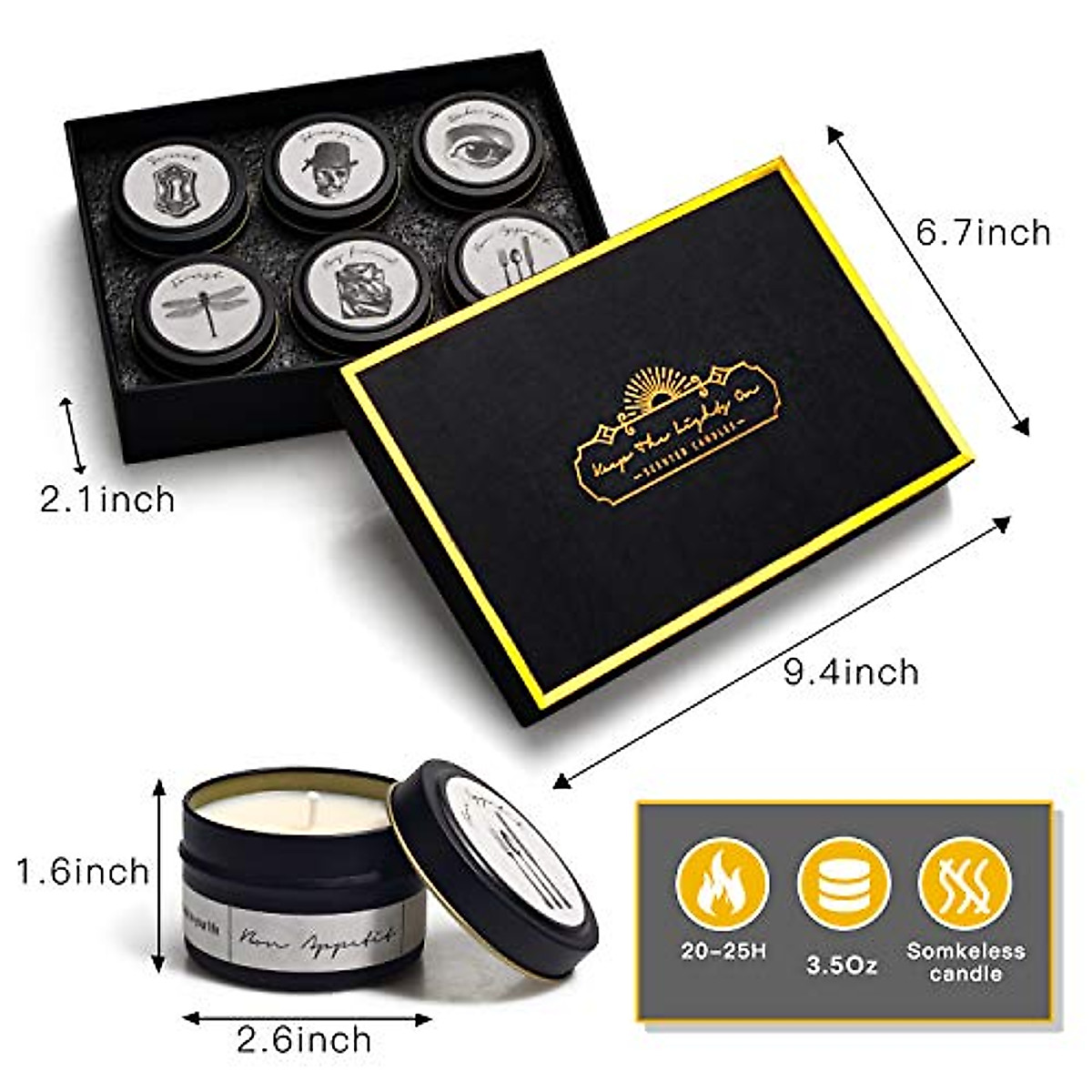 Scented Candles Gifts Set, 6 Pack Candle Set for Men,150 h Long Lasting Soy Candle, Candles Gifts for Women, Birthday Anniversary Housewarming Gift, Stress Relief & Relax Body