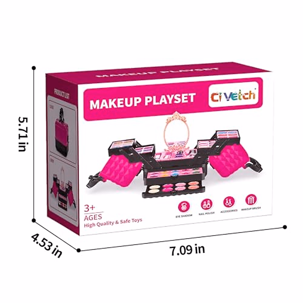 Kids Makeup Kit for Girl, 52 Pcs Pretend Makeup for Toddlers Kids, Washable Non Toxic Make Up for Girls, Pretend Play Toy Makeup Set Birthday for Little Girls Age 3 4 5 6 7 8 Years Old