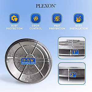 Trash Can Lid, Compotible with 20-Gallon Round Fire Resistant Garbage Container, Lid for Galvanized Steel Waste Bin