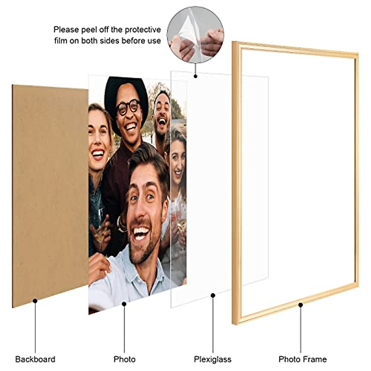 Anozie 16x20 Frames Gold, Simple Designed Poster Frame Set with HD Plexiglass for Wall Mounting, 1 Pack