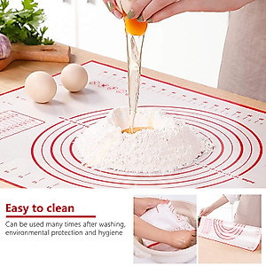 Silicone Pastry Mat 16x24 with Measurements，2 Pack Non-Stick Baking Mat Non-slip Dough Rolling Mat, Reusable Silicone Counter Mat for Making Cookies,Macarons,Bread and Pastry