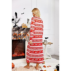 Ekouaer Women's Christmas Nightgown Long Sleeve Modest Nightshirt Warm Cotton Sleepshirt for Women Sleepwear
