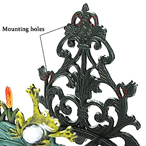Sungmor Cast Iron Heavy Duty Garden Hose Holder - Decorative Hand-painted Frog Wall Mounted Water Hose Hanger - Wall Decoration Hanging Hose Rack - Hose Reel Storage Butler - Metal Hose Stand