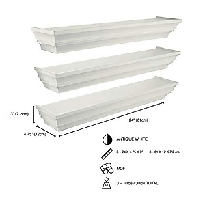 Kiera Grace Madison Floating Wall Shelves, White