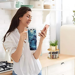 Slewiaeky Tumbler with Handle 40 oz Beast Dinosaur Horror T Rex Travel Mug with Lid and Straw Stainless Steel Vacuum Insulated Water Bottle Cup for Iced Tea Coffee Cold Beverages Cup Holder Friendly