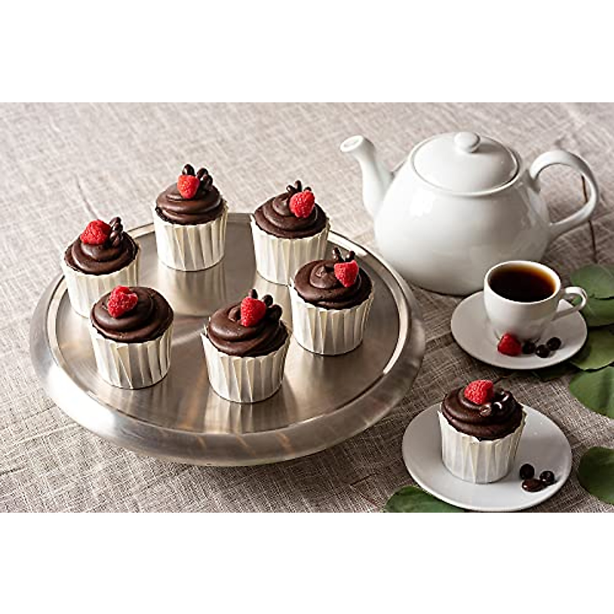 Chip and Dip Serving Set - Stainless Steel Appetizer Serving Tray- Shrimp Cocktail Serving Dish - 13 Inch round Cake Stand by Colleta Home