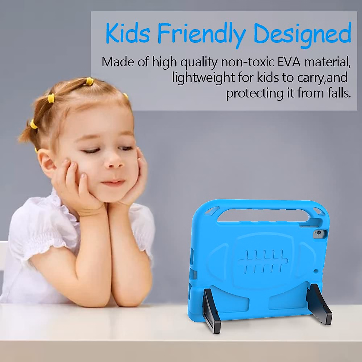 eTopxizu Kids Case with Built-in Screen Protector for New iPad 10.2 Inch 2021/2020/2019 (9th/8th/7th Gen), Shockproof Handle Stand Case for 2021/2020/2019 iPad 10.2, iPad Air 3 10.5 2019, Blue