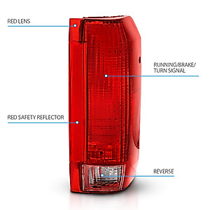 AmeriLite Red Replacement Tail Light Assembly Set for Ford Bronco / F150 F250 F350 Styleside Pickup - Driver and Passenger Side