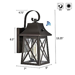 FLALINKO Dusk to Dawn Outdoor Wall Sconce - 2 Pack 14" Farmhouse Porch Light in Oil Rubbed Bronze Finish Clear Seedy Glass for Garage, Patio, Porch, Doorway, Entryway (ORB, Twin Pack)
