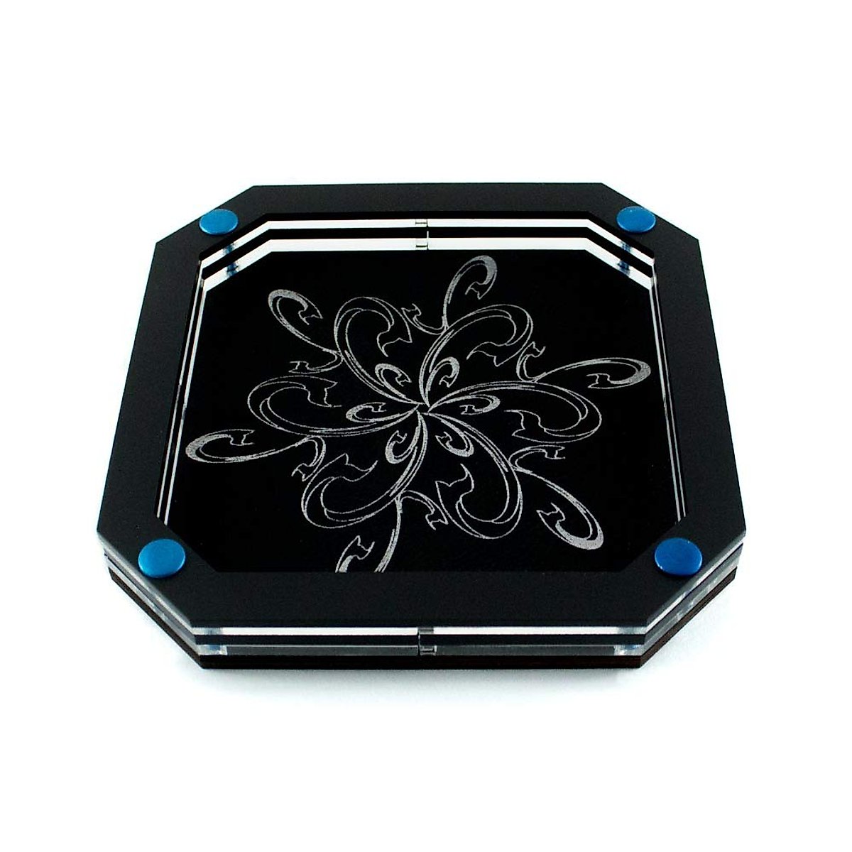 C4Labs Silver Line Personal Dice Tray with 3 Designs - Frost Bloom