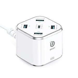 USB Charging Station Boean PD 65W 5-Port Desktop USB C Wall Charger Fast Wall Charger for MacBook Pro/Air iPad Pro iPhone 13/13 Mini/13 Pro/13 Pro Max/12, Nintendo Switch, Dell XPS 13, Galaxy and More